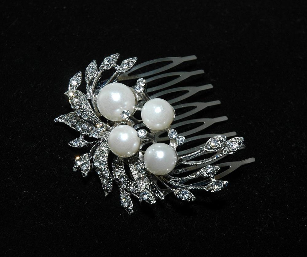 Bridal Wedding Hair Comb Jewelry - Pearl Hair Comb - Rhinestone Hair ...